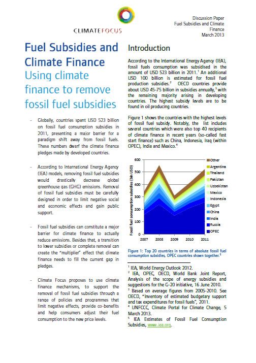 Fuel Subsidies and Climate Finance: Using climate finance to remove fuel subsidies - Climate Focus